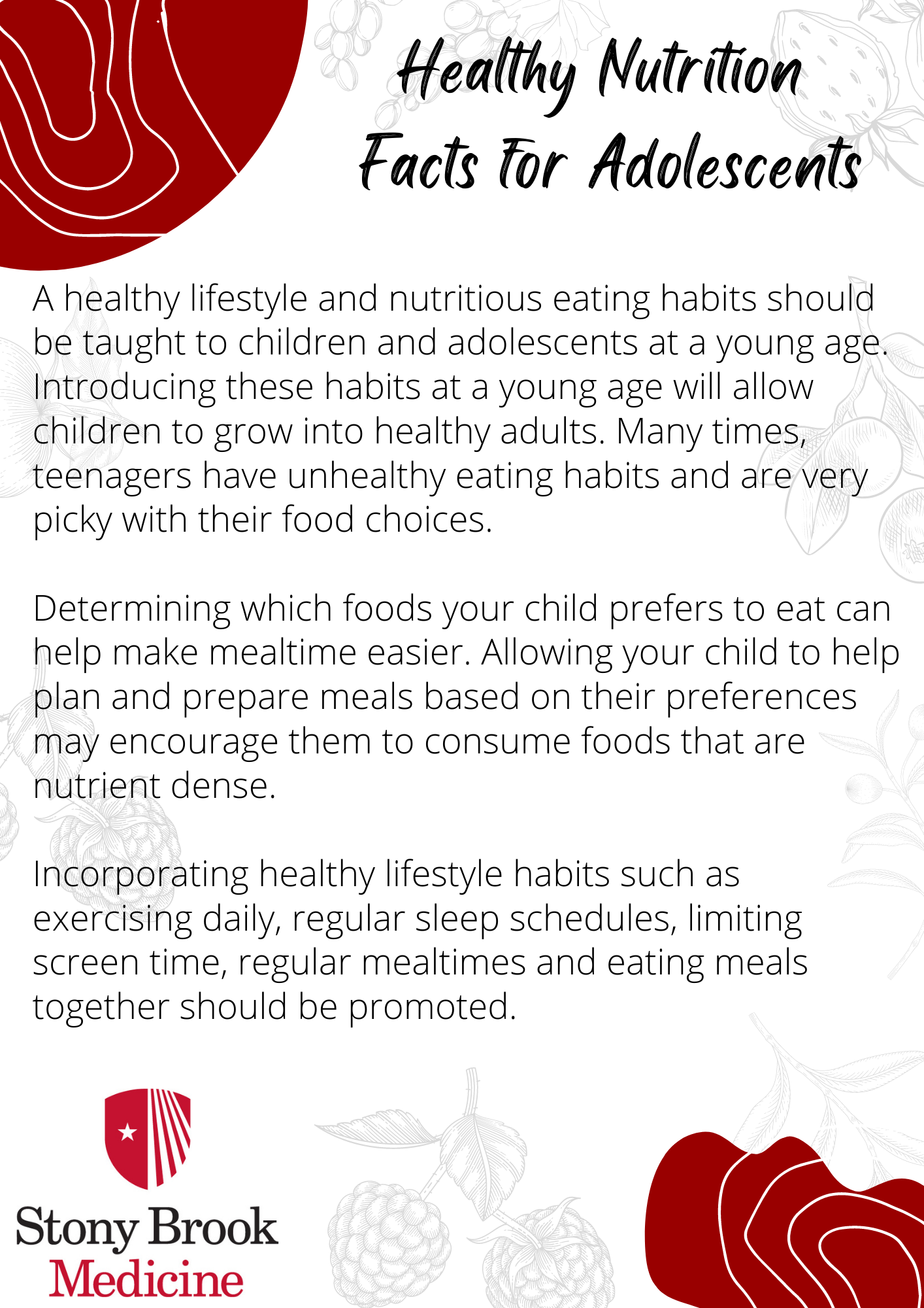 Healthy Nutrition Facts for Adolescents – Stony Brook Medicine Target ...