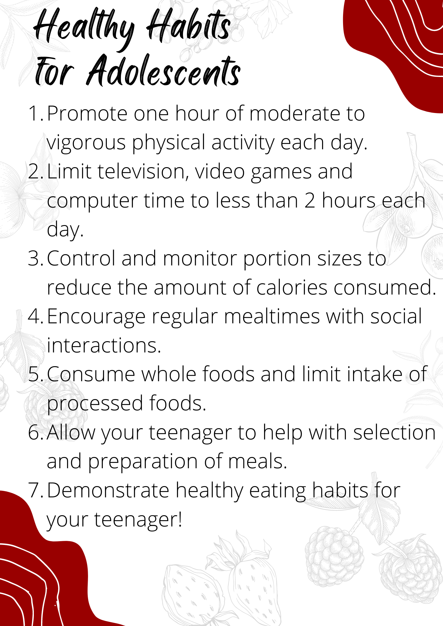 Healthy Nutrition Facts for Adolescents – Stony Brook Medicine Target ...